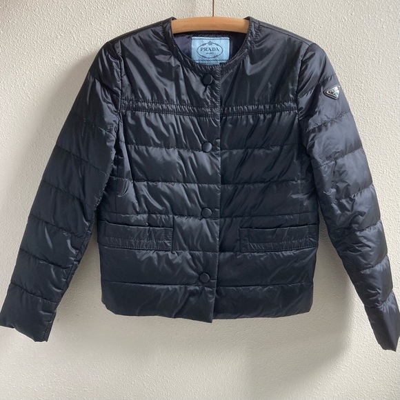 Prada | Jackets & Coats | Prada Nylon Triangle Logo Light Goose Down Puffer Padding Size 4 ...